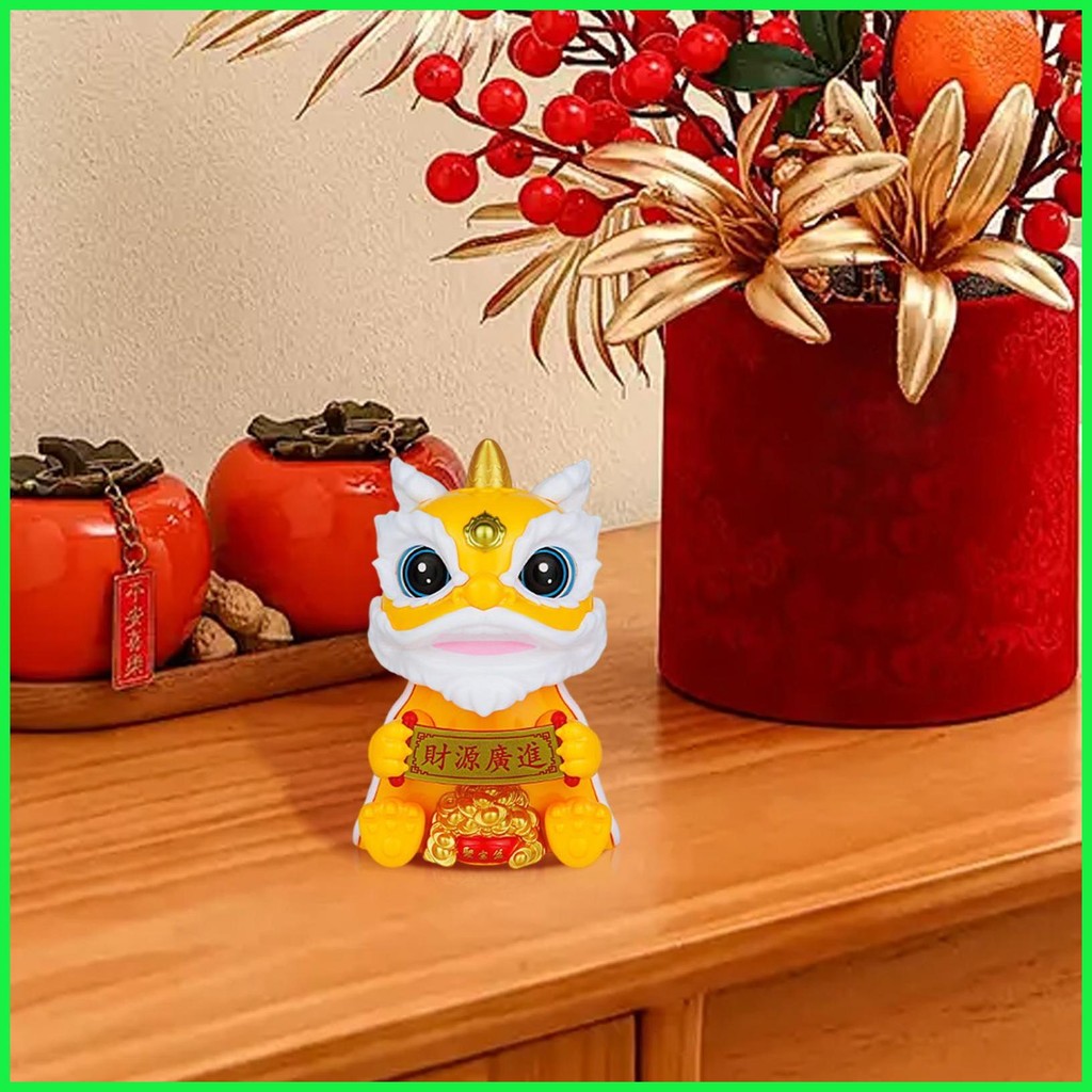 Chinese Lion Figure Solar Powered Shaking Lion Decor Classic Solar ...