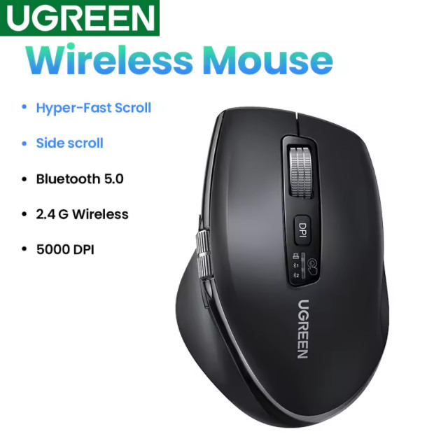 UGREEN Wireless Mouse Hyper-Fast Scroll Bluetooth5.4 2.4G Ergonomic ...