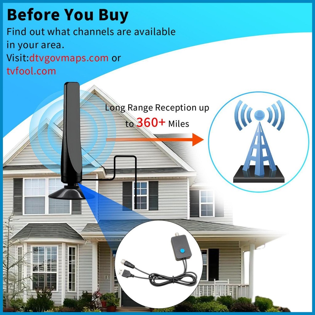 Indoor TV Antenna HD Antenna Long Range Reception Television Antenna ...