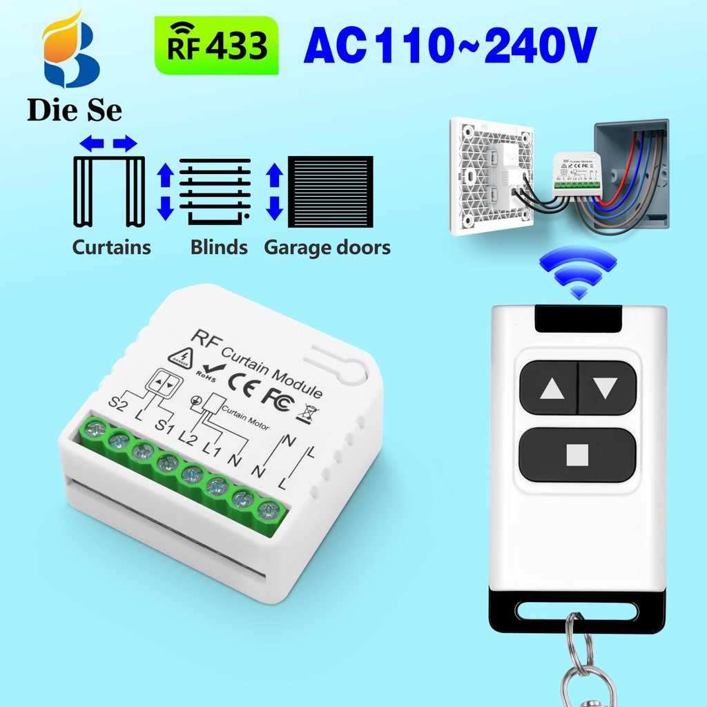 RF Remote Curtain Controller, Wireless Electric Shutter Module for ...