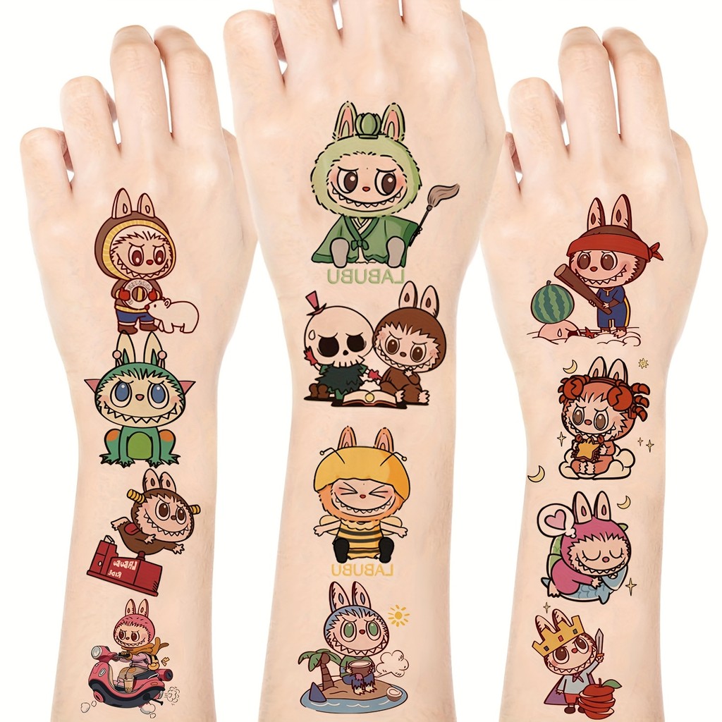 4 Sheets 70+Patterns LABUBU Tattoo Stickers with 70+patterns ...