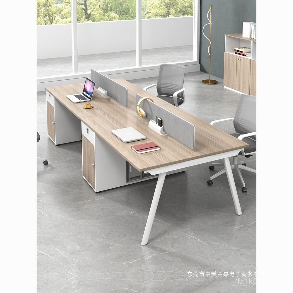 Combination Desk Set Four Office Desks and Chairs Office Cubicle Simple ...