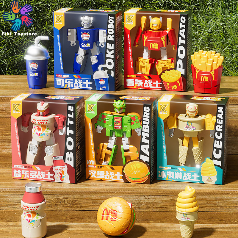 Transformable Robot Toy Mini Dual Form Ice Cream, French Fries, Burger ...
