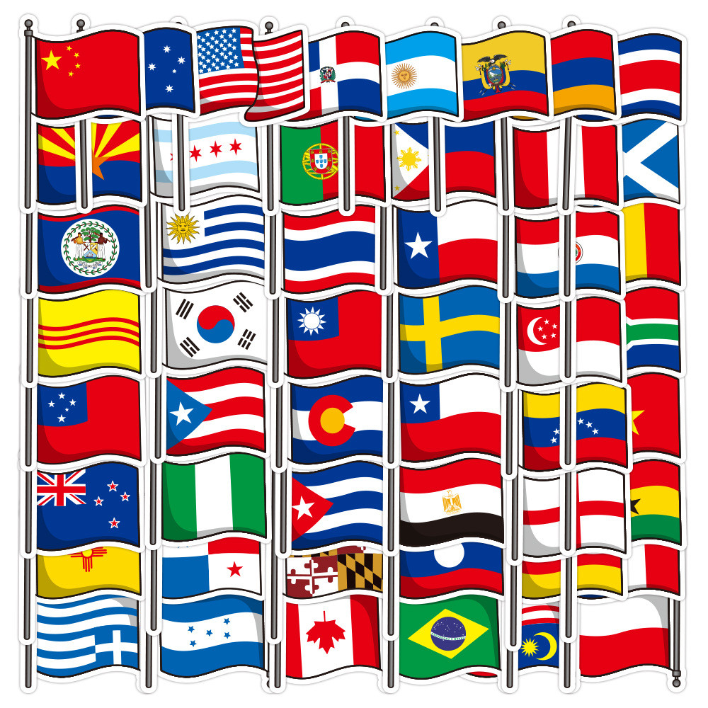 World Flag Stickers for Kids Teens, 50pcs Waterproof National ...