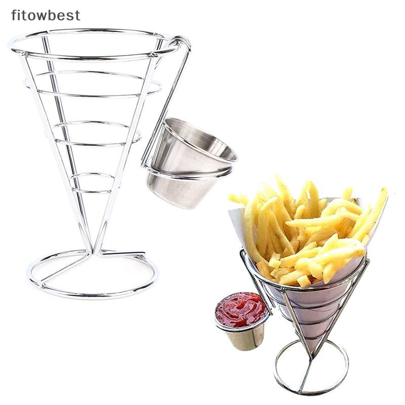 Fbph Stainless steel French Fry Stand Cone Basket Holder for Fries Fish ...