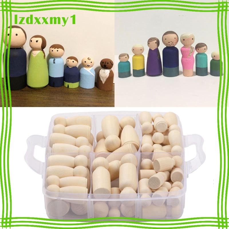 [ 50Pcs Natural Wood Blank Peg Doll Figures Pieces Making Puppets Cake ...