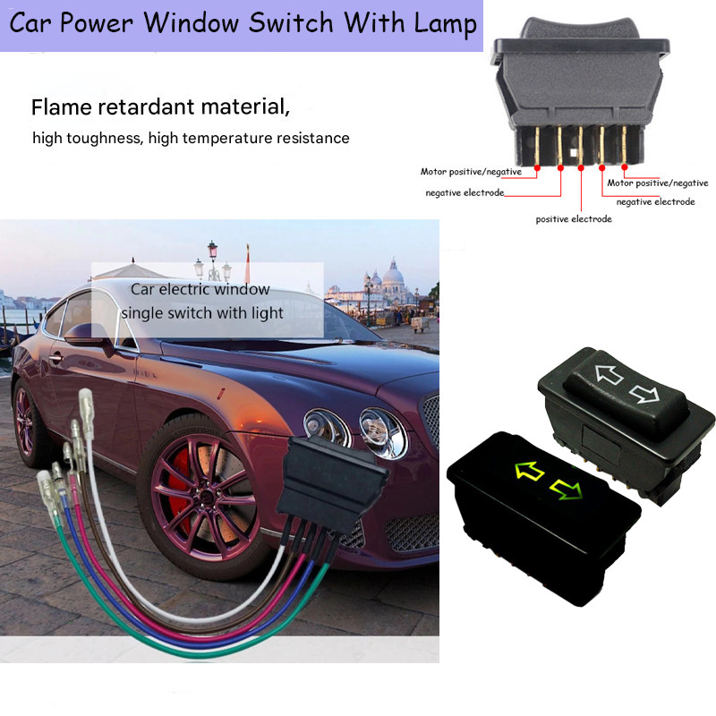 Car Power Window Switch With Lamp 1PC/Packs 5Pin 12-24V Universal ...