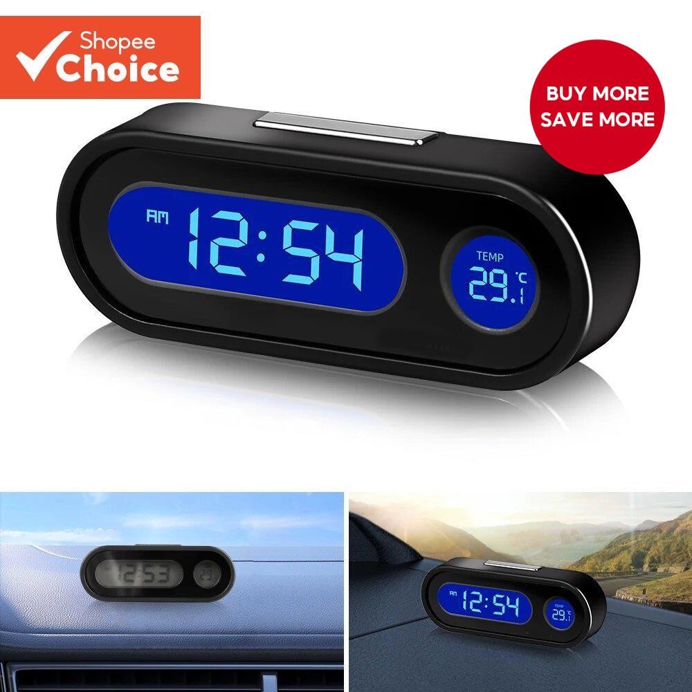 Mini Electronic Car Clock Time Watch Auto Dashboard Clocks Luminous Thermometer LCD Backlight ...