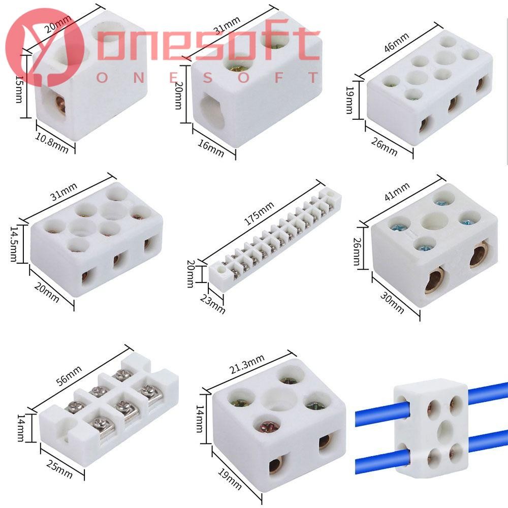 ONE-SOFTNESS Ceramic Wiring Terminal Block, 1 In 1 Out High-temperature ...