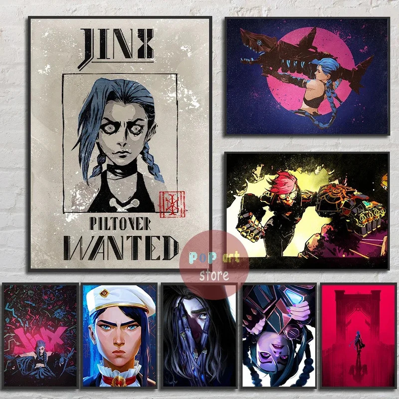 Arcane Graffiti poster Season 2 Jinx VI Caitlyn Jayce Viktor character ...