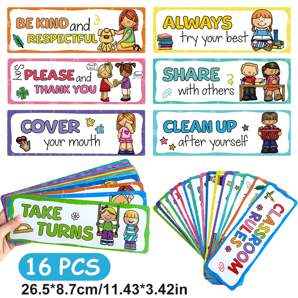 Classroom Rules English Learning Cards for Kids Kindergarten Teacher ...