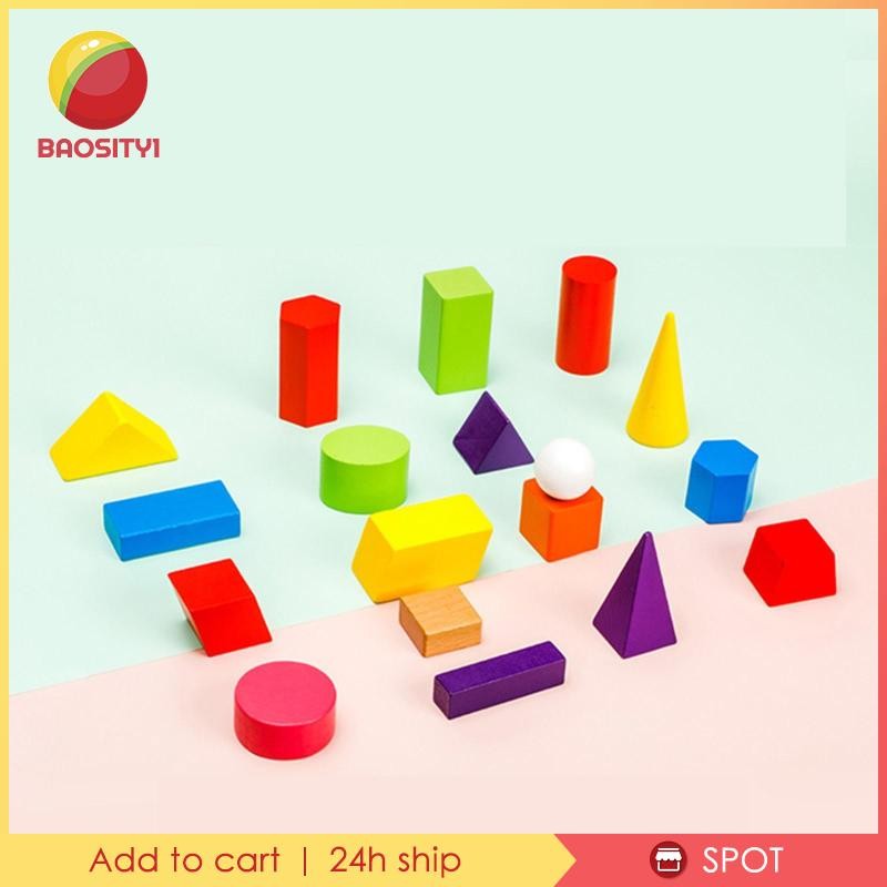[Baosity1] 18Pcs Geometric Solids Pattern Blocks Math Learning ...