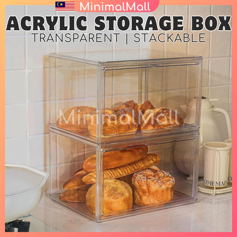 Acrylic Display Cabinet Stackable Storage Organizer Transparent Plastic ...