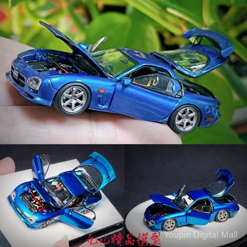 PGM Limited Edition 1/64 Mazda FD3S RX7Metal blue Simulation Alloy Full ...