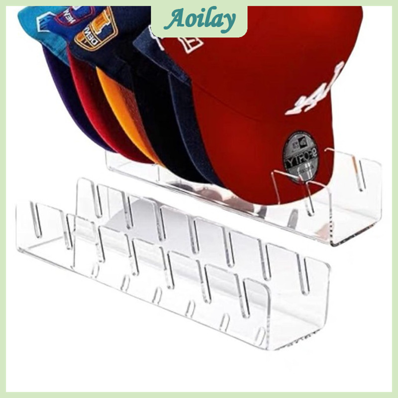 7 Slots Acrylic Baseball Cap Display Rack Tabletop Clear Hat Organizer ...
