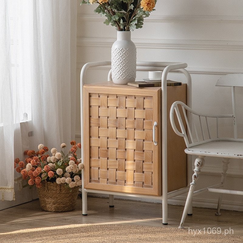 American Retro Solid Wood Bedside Table Wabi-Sabi Style Simple Modern ...