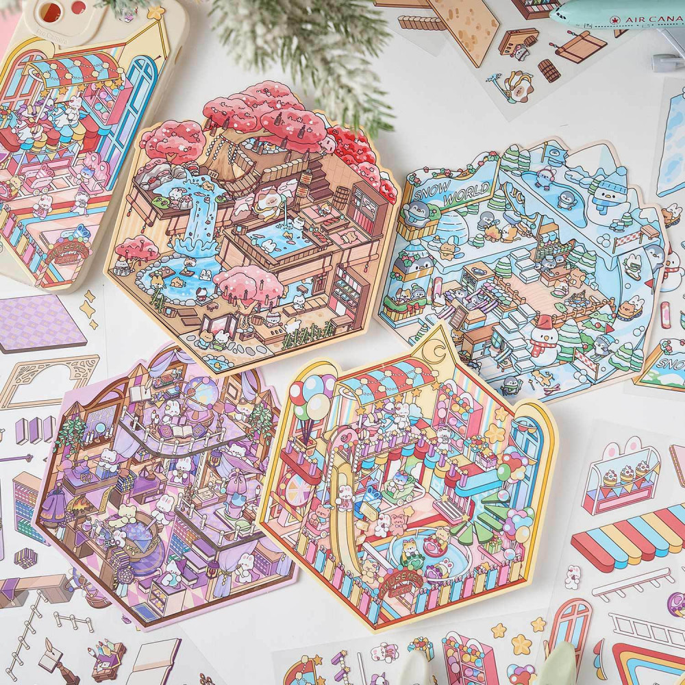 ENWEI 3 Pcs [Magic Party Series] Cute 2.5D Journal Stickers PET Sticker ...
