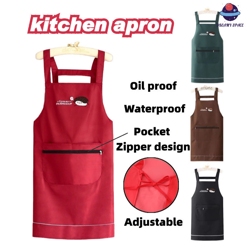 Fashion Waterproof Apron with Zipper Pocket Waterproof Fabric Cooking ...