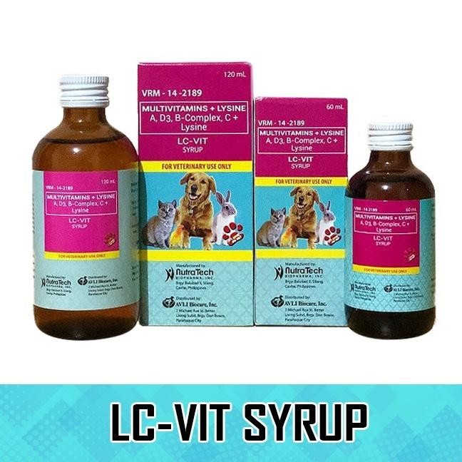 LC-VIT Syrup (Multivitamins + Lysine) Vitamin A, D3, B-Complex, C ...