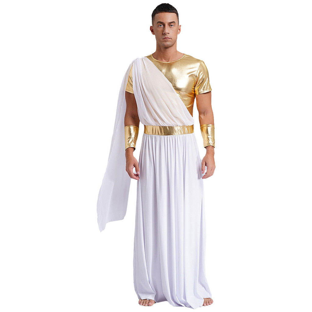 Men Ancient Greek Zeus God Cosplay Costume Halloween Roman Gladiator ...