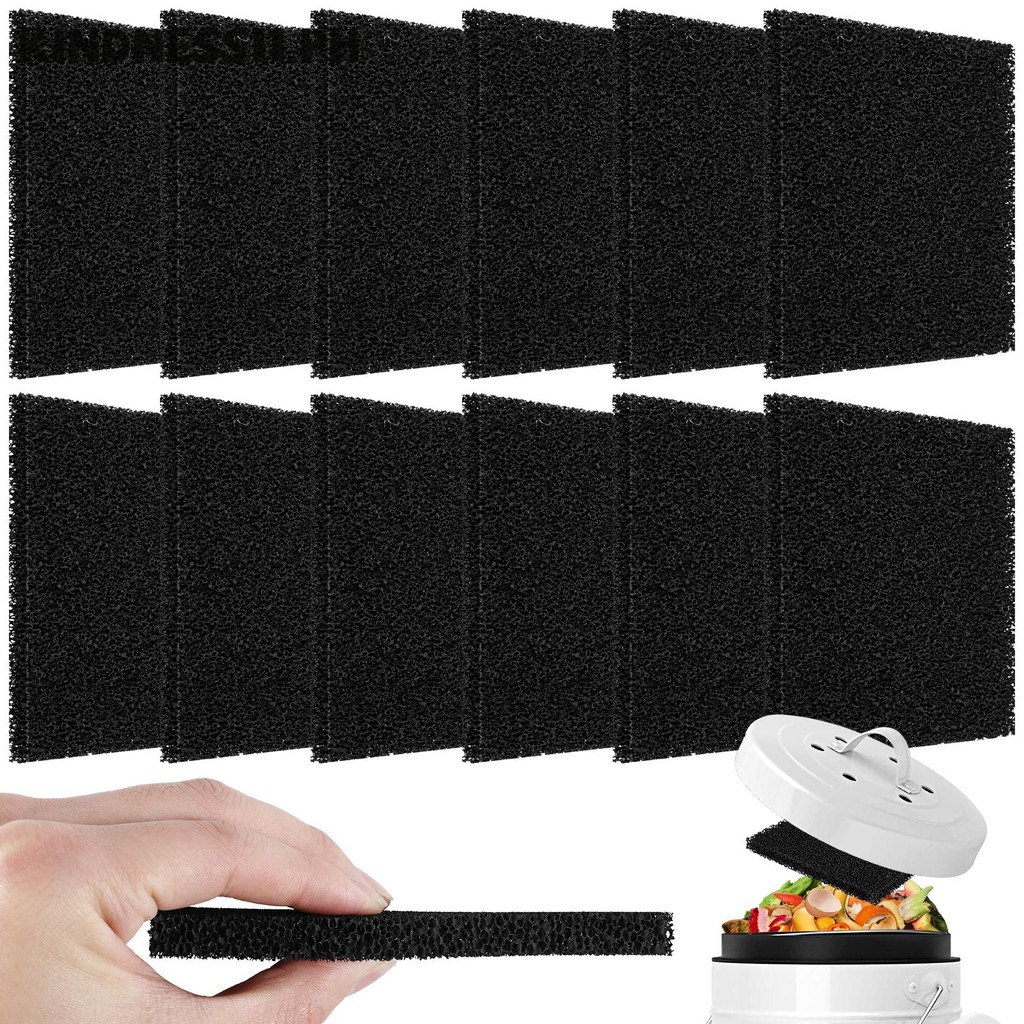 12Pcs Charcoal Filters for Kitchen Compost Bin 12cm Square Activated ...