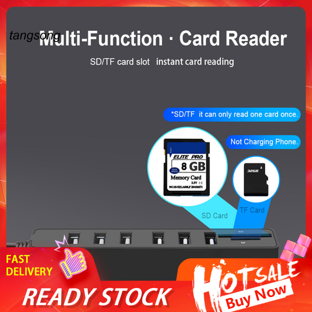 Tang_ USB Hub with Long Cable 6 Ports Big Expansion Plug And Play Hot Swappable Data Transfer ...