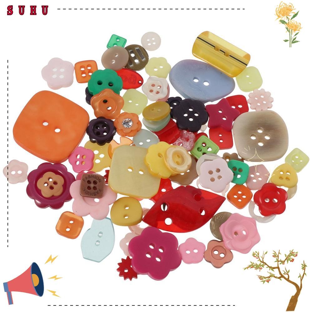 SUHU 400 PCS Assorted Buttons, Resin Candy-Colored Flower Buttons, DIY ...