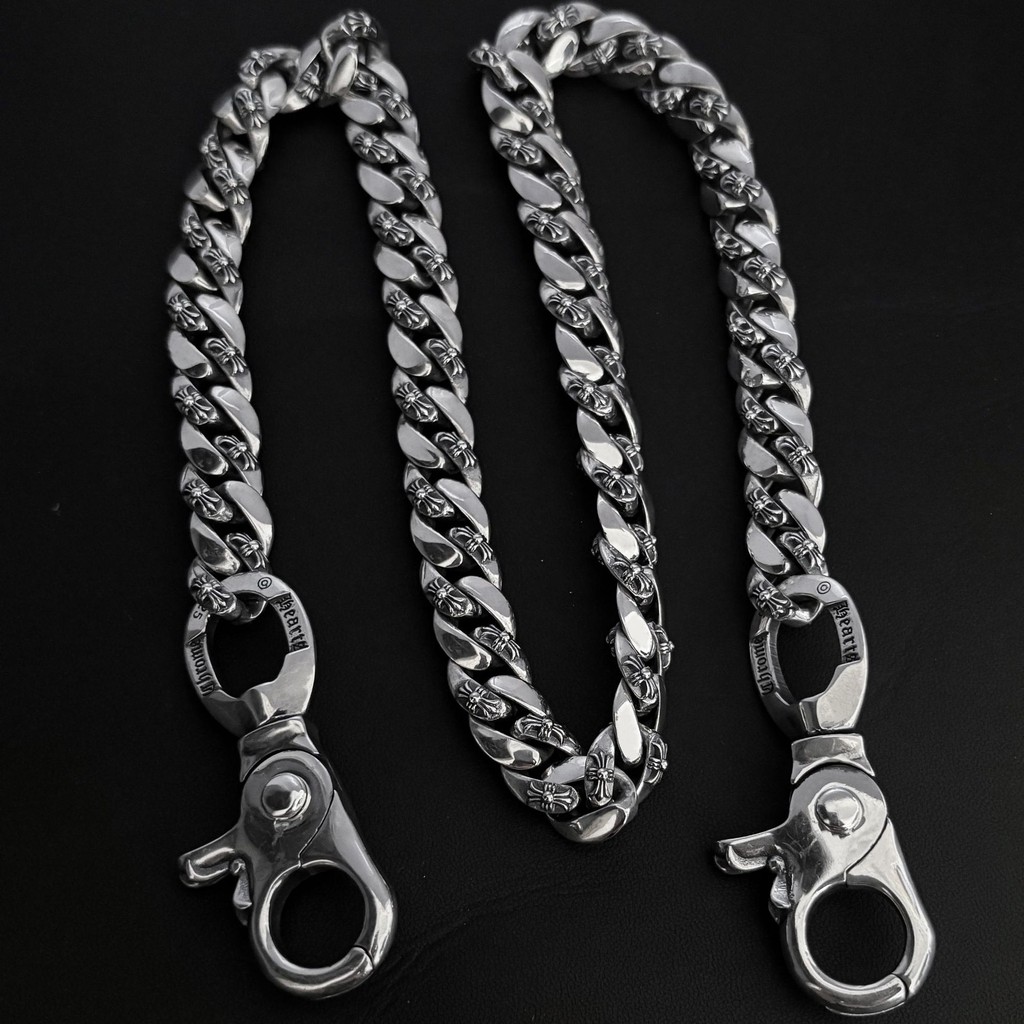 Pants Chain/925 Silver Retro Fashion Cross Flower Bold Chain Bag Chain ...