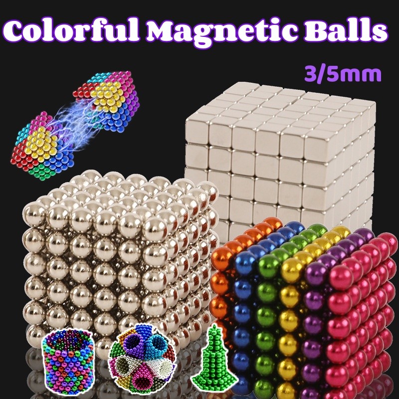 3/5mm Colorful Magnetic Balls Puzzle DIY Magnet Beads Toys Kids' Puzzle ...