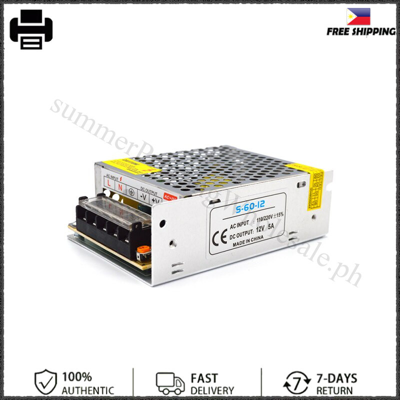 AC Power Supply 12V 5A Lighting Transformers 5A Switching Power Source Transformer 220V to 12V ...