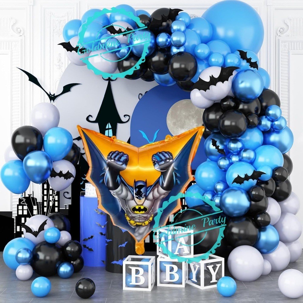 Batman Balloons Arch Garland Kit Superhero Foil Balloons Boys Baby ...