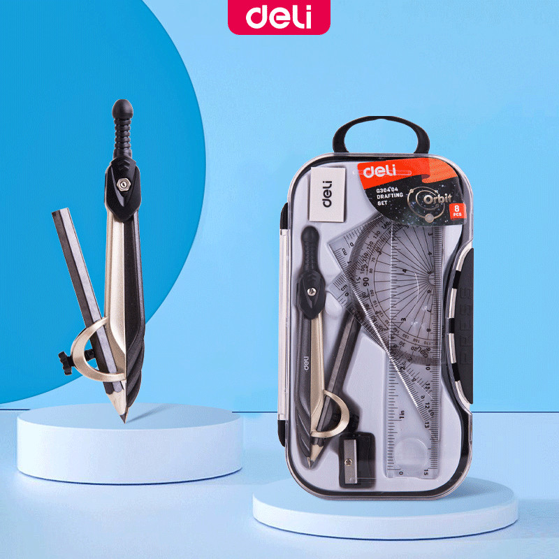 Deli Compass Set with Mechanical Pencil Ruler Set Stationery School ...