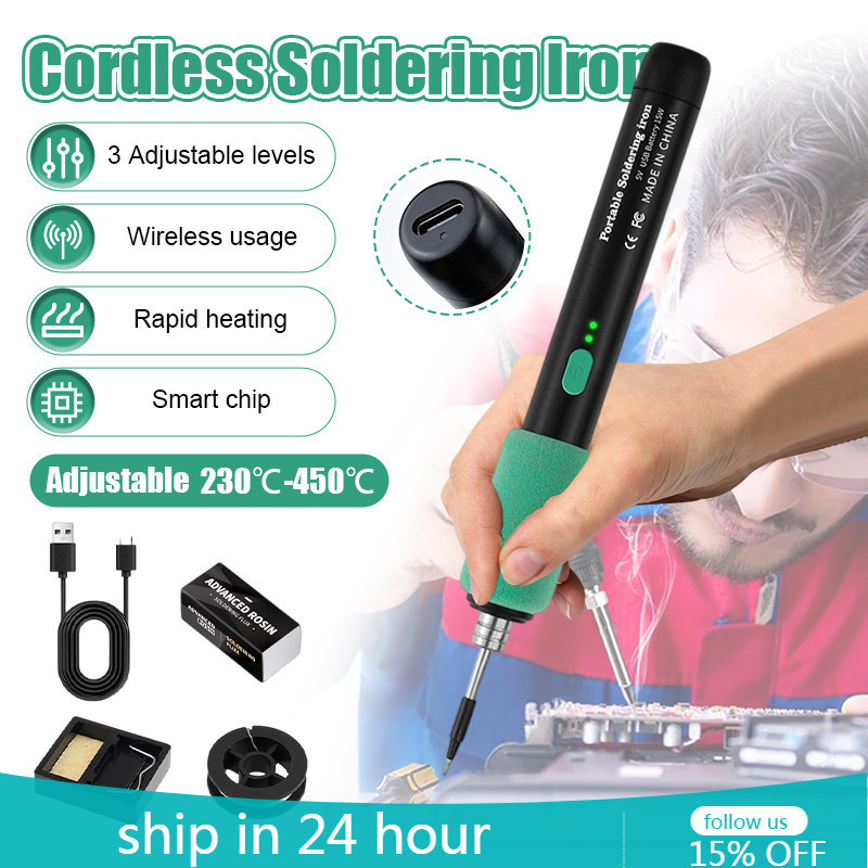 Wireless Soldering Iron Rechargeable AdjustableTemperature 230-450 ...