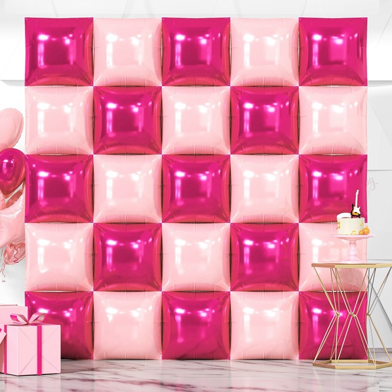 25pcs Hot Pink Double-sided Balloon Square Background Wall Balloons ...