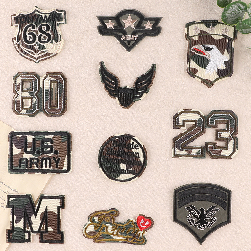 Embroidered Badge Number Patch Military Camouflage Color Letter ...