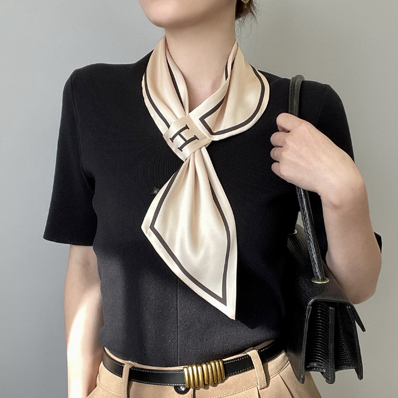 Light Luxury European and American Style Small Silk Scarf Neck Warmer ...