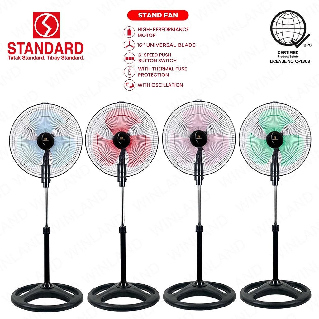 Standard by Winland 16 Inches Stand Fan Big Plastic Blade/Electric Fan ...