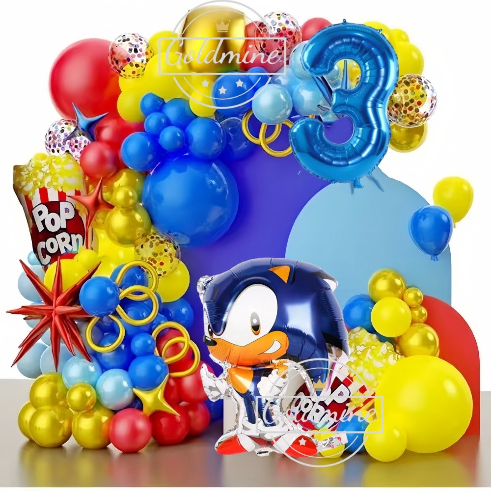 Sonic Theme Balloon Garland Arch Set Colorful Confetti Latex Blue ...