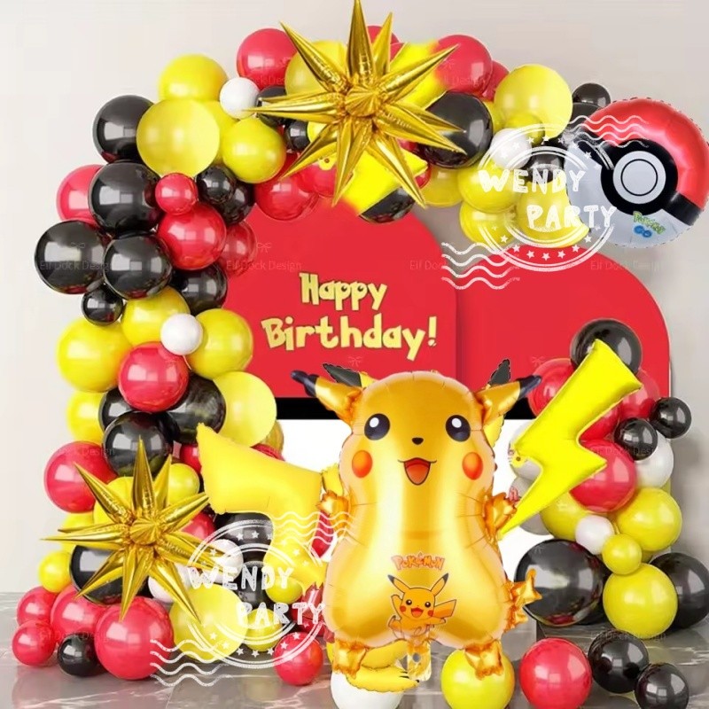 Pokemon Balloons Garland Arch Kit Lightning Pikachu Theme Birthday ...