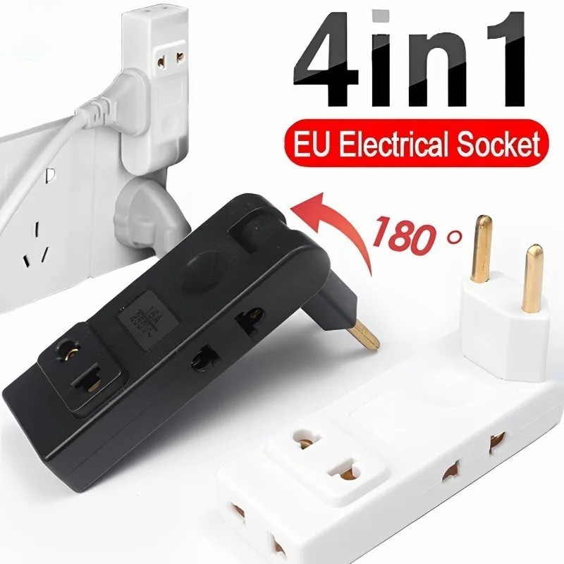 Travel 180 Degree Rotation Socket Extension Plug - 4 in 1 EU Power Plug ...
