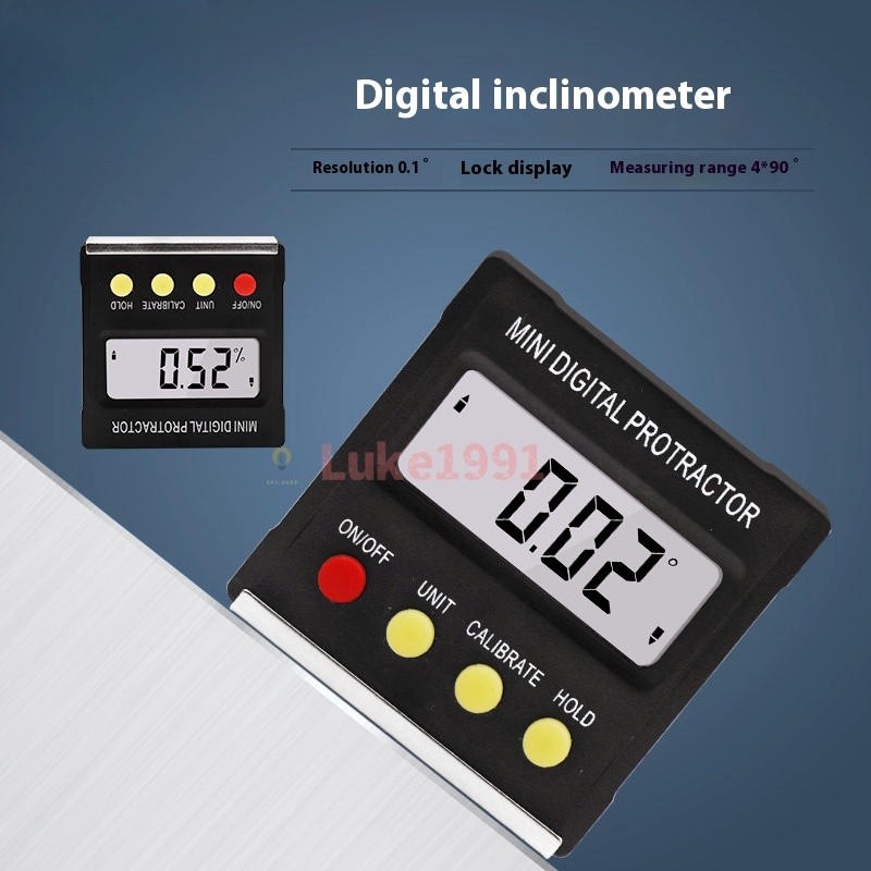 Mini electronic digital display inclinometer black with magnetic balancer angle gauge level ...