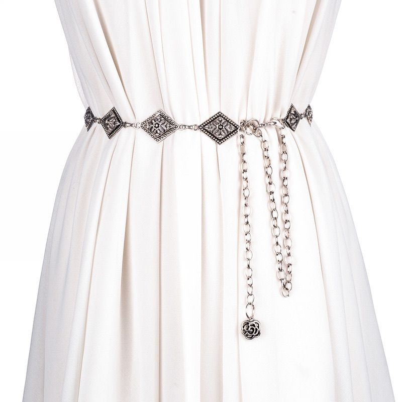 White Collar Beauty Spring Summer Retro Fashion Elegant Ancient Silver ...