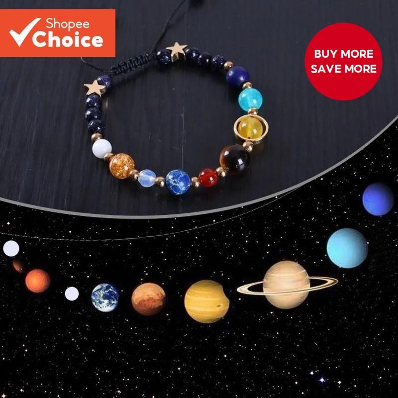 Cosmic Galaxy Solar System Bracelet Female Transfer Beads Eight Planets ...