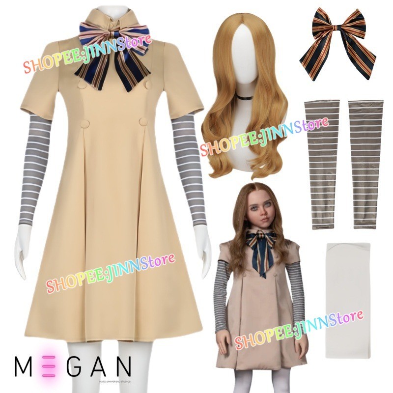 -JINN-Adult/Child M3GAN Cosplay Costume MEGAN Cos Dress Uniforms Wig ...