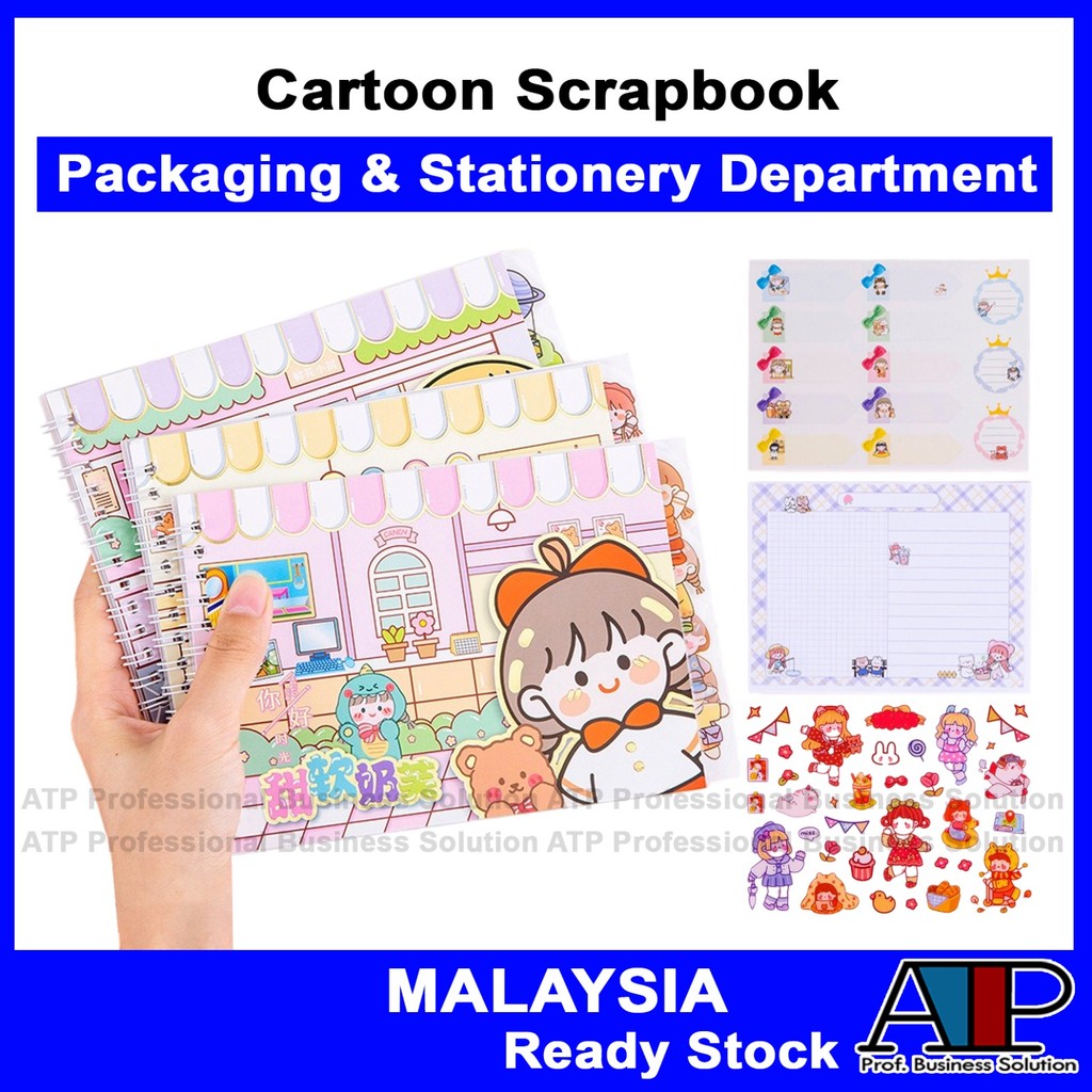 Stationery Buku Skrap Kartun DIY Set Creative Scrapbook Cartoon Cute ...