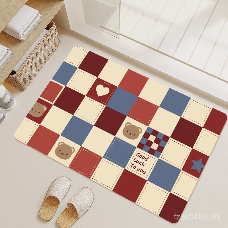 Bathroom Washroom Floor Mat Entrance Absorbent Carpet Bathroom Soft Mat ...