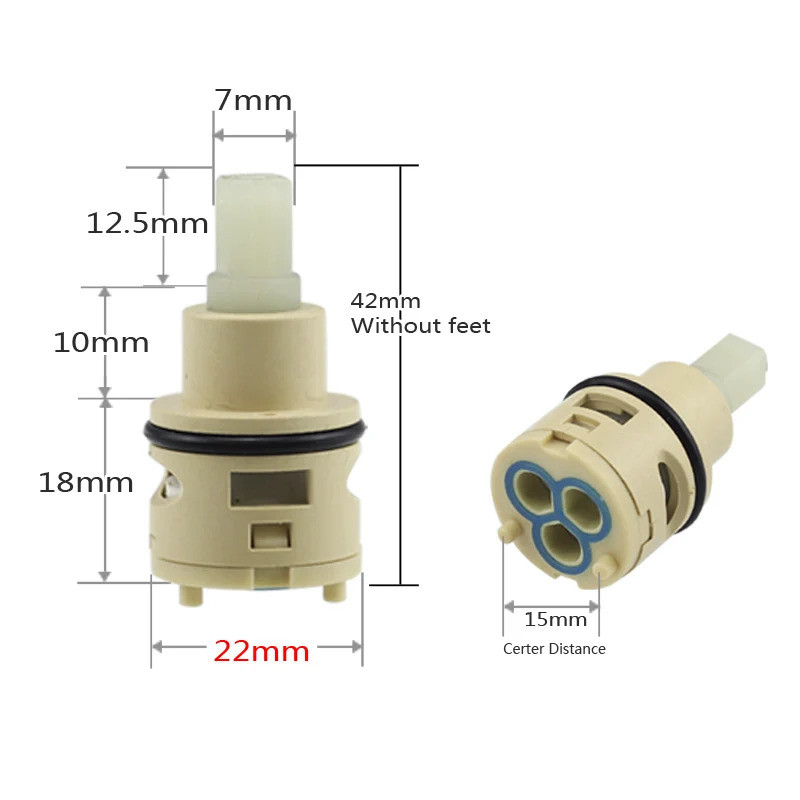 22mm 3-Way Shower Diverter Valve Ceramic Cartridge for Bathroom Faucet ...