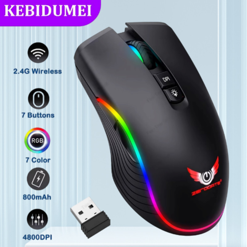 2.4g wireless rgb gaming mouse 7-button esports mouse 4800dpi 800mah ...