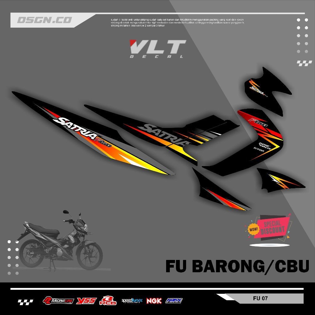 Satria FU Barong Striping – FU Old Full Body Cutting Racing Sticker ...