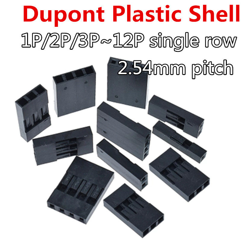 50PCS Dupont Head 2.54mm 1X 1P 2P 3P 4P~12P 1X2P Dupont Plastic Shell Pin Head Connector Jumper ...